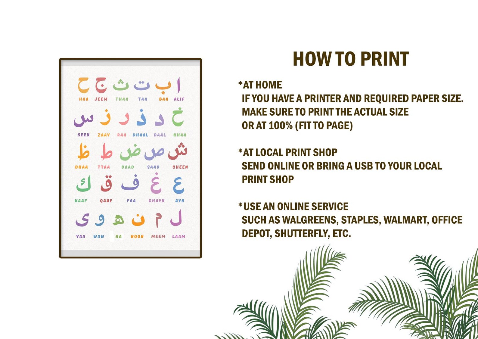 Arabic Alphabet Poster for Kids | Hijaiyah Letters Wall Art | Islamic ...
