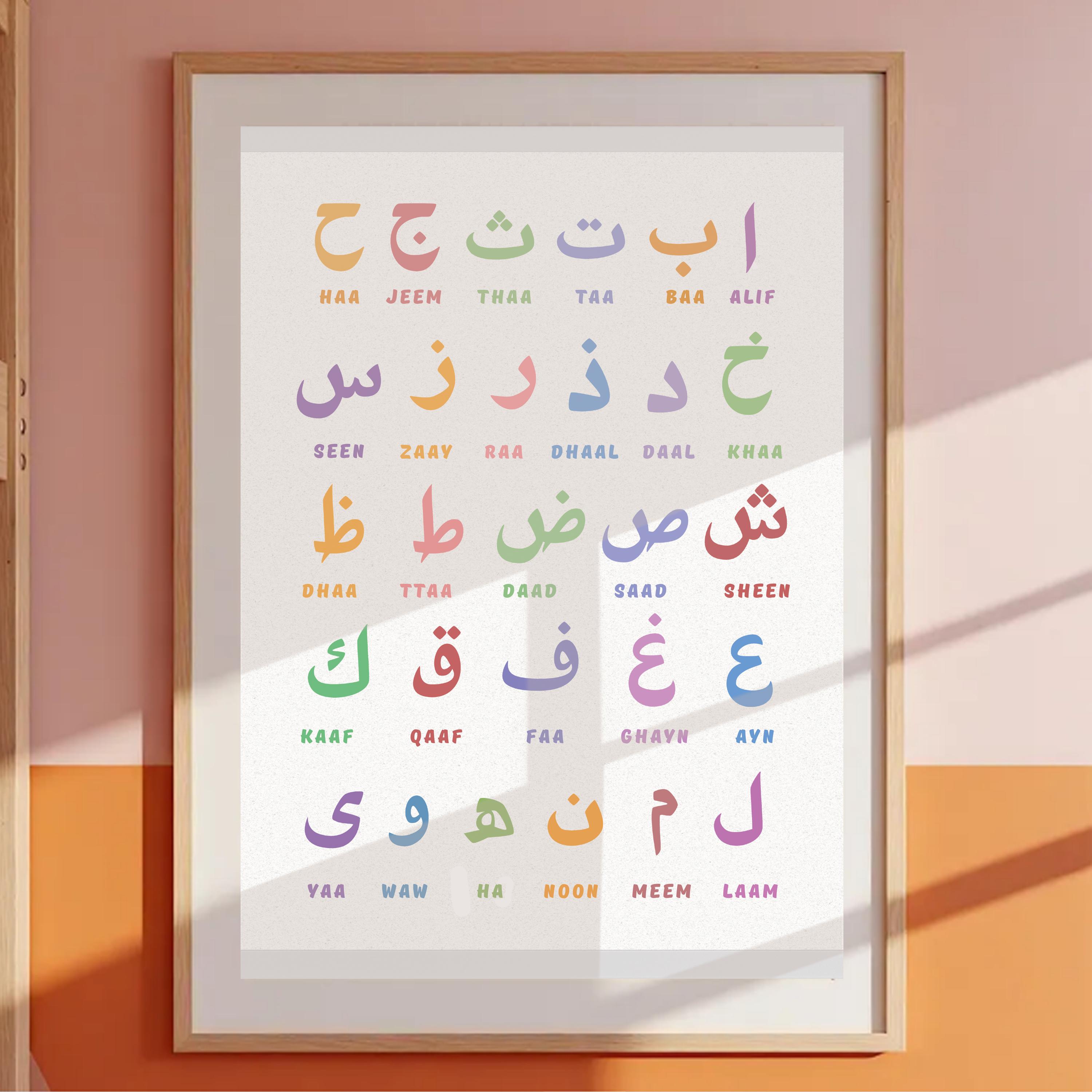 Arabic Alphabet Poster for Kids | Hijaiyah Letters Wall Art | Islamic ...