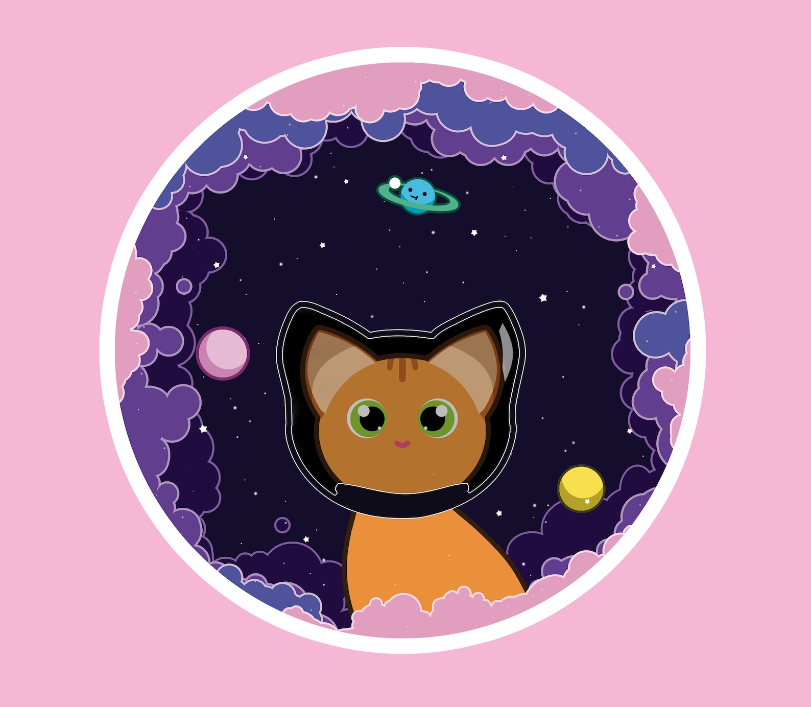 Cat Sticker, Space Sticker, Astronaut Sticker, Cat in Space Sticker ...
