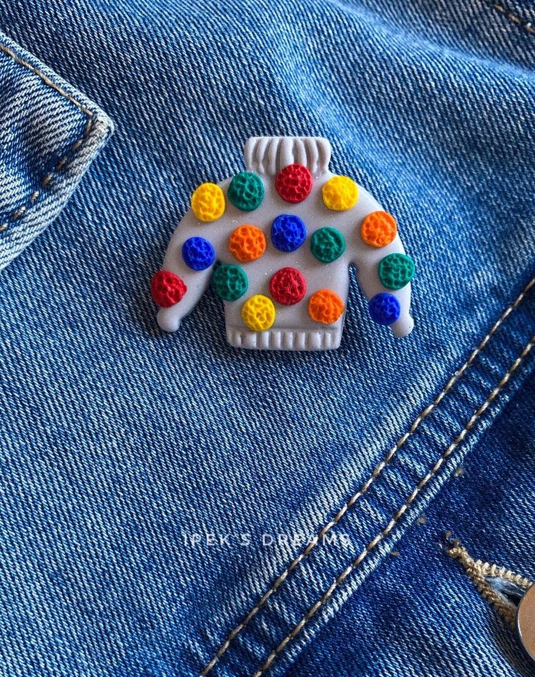 Grandma Jumper Polymer Clay Brooch Pin Handmade Christmas Jewelry for ...
