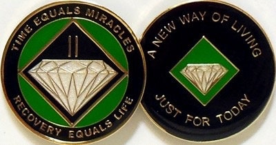 5 Year Narcotics Anonymous Green Black and White Diamond - Etsy