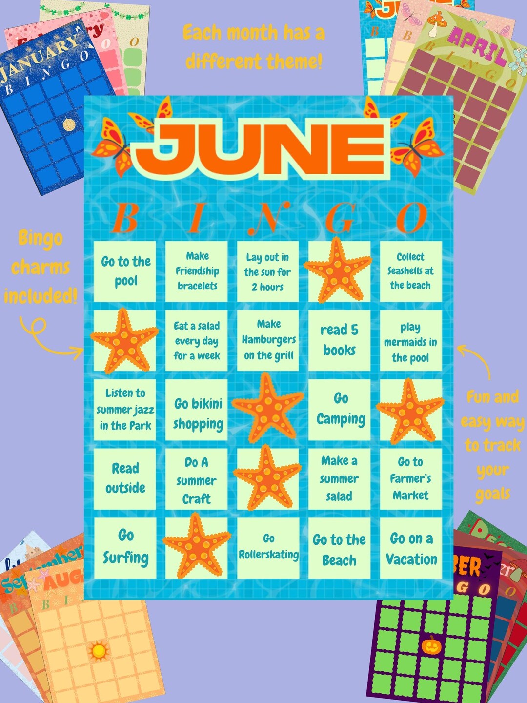 12 Colorful Monthly Bingo Cards 2025 Edition - Etsy