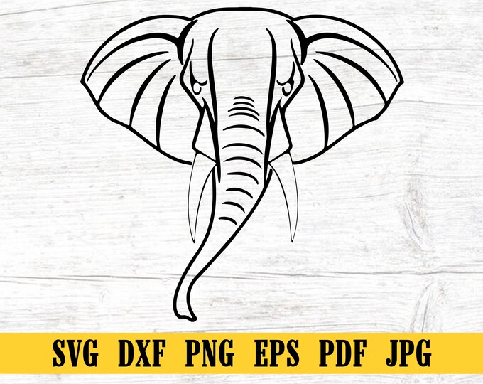 Elephant Head SVG, Animal SVG, Trunk Svg, Tusks Svg, Mammoth Svg, Ivory ...