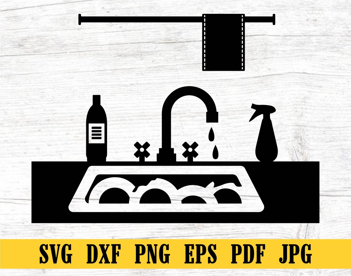 Kitchen Sink Countertop, Sink SVG, Sink PNG, Sink and Faucet Clipart ...