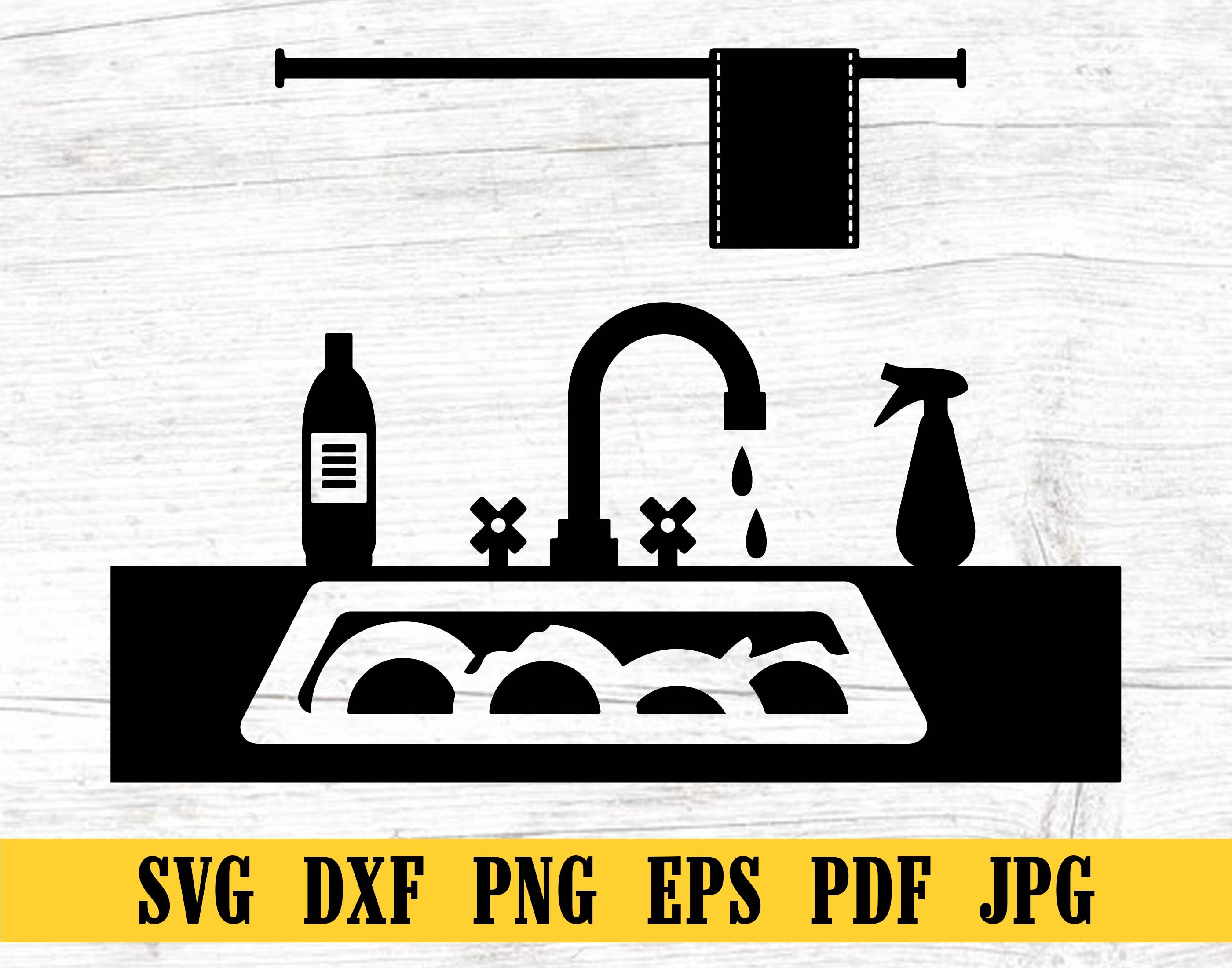 Kitchen Sink Countertop, Sink SVG, Sink PNG, Sink and Faucet Clipart ...