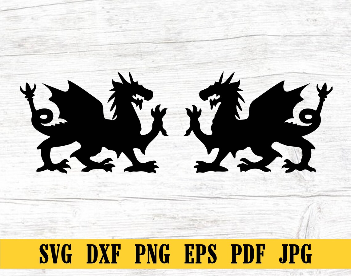 Two Dragon, Dragon SVG, Dragon DXF, Dragon PNG, Dragon Clipart, Dragon ...