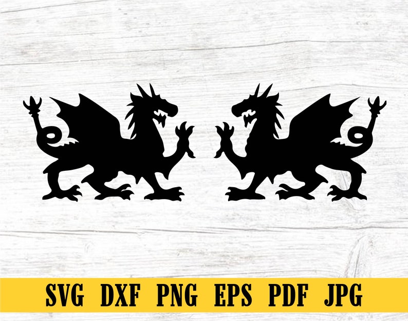 Two Dragon, Dragon SVG, Dragon DXF, Dragon PNG, Dragon Clipart, Dragon ...