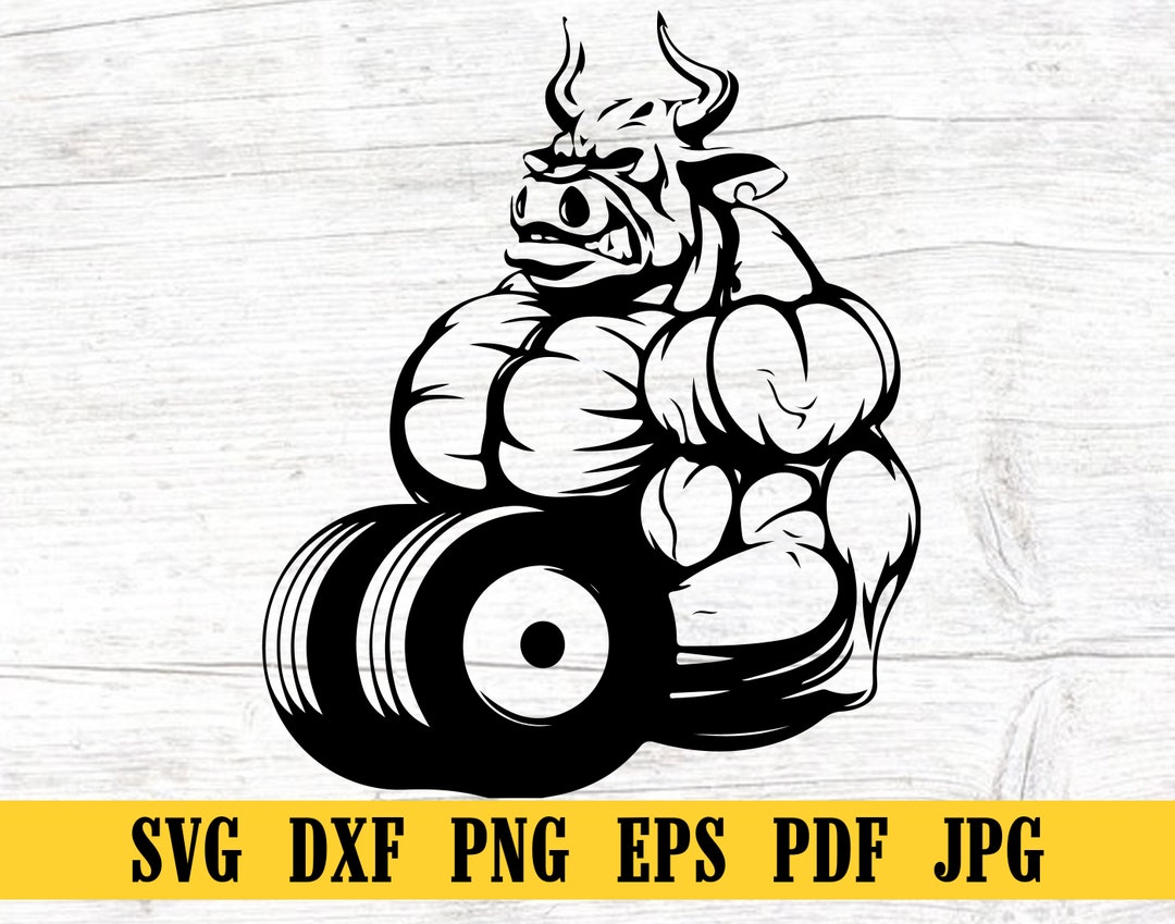 Bull Body Builder Svg , Weight Lifter Clipart , Muscle Man ,cut File ...