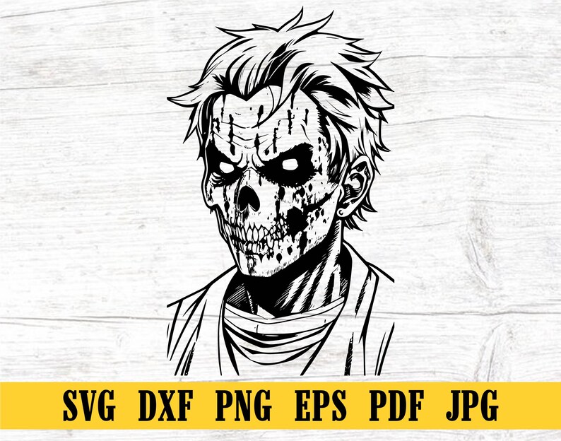 Zombie Face SVG, Zombie Face Cut File, Zombie Face DXF, Zombie Face PNG ...