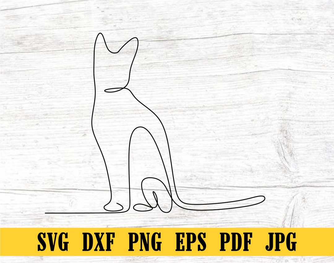 Cat Line Art, Line Drawing of Minimalist, Pet Lover, Cat Lover, Cat ...