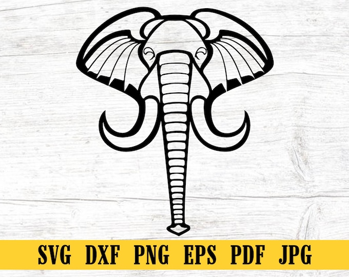Elephant Head SVG, Animal SVG, Trunk Svg, Tusks Svg, Mammoth Svg, Ivory ...
