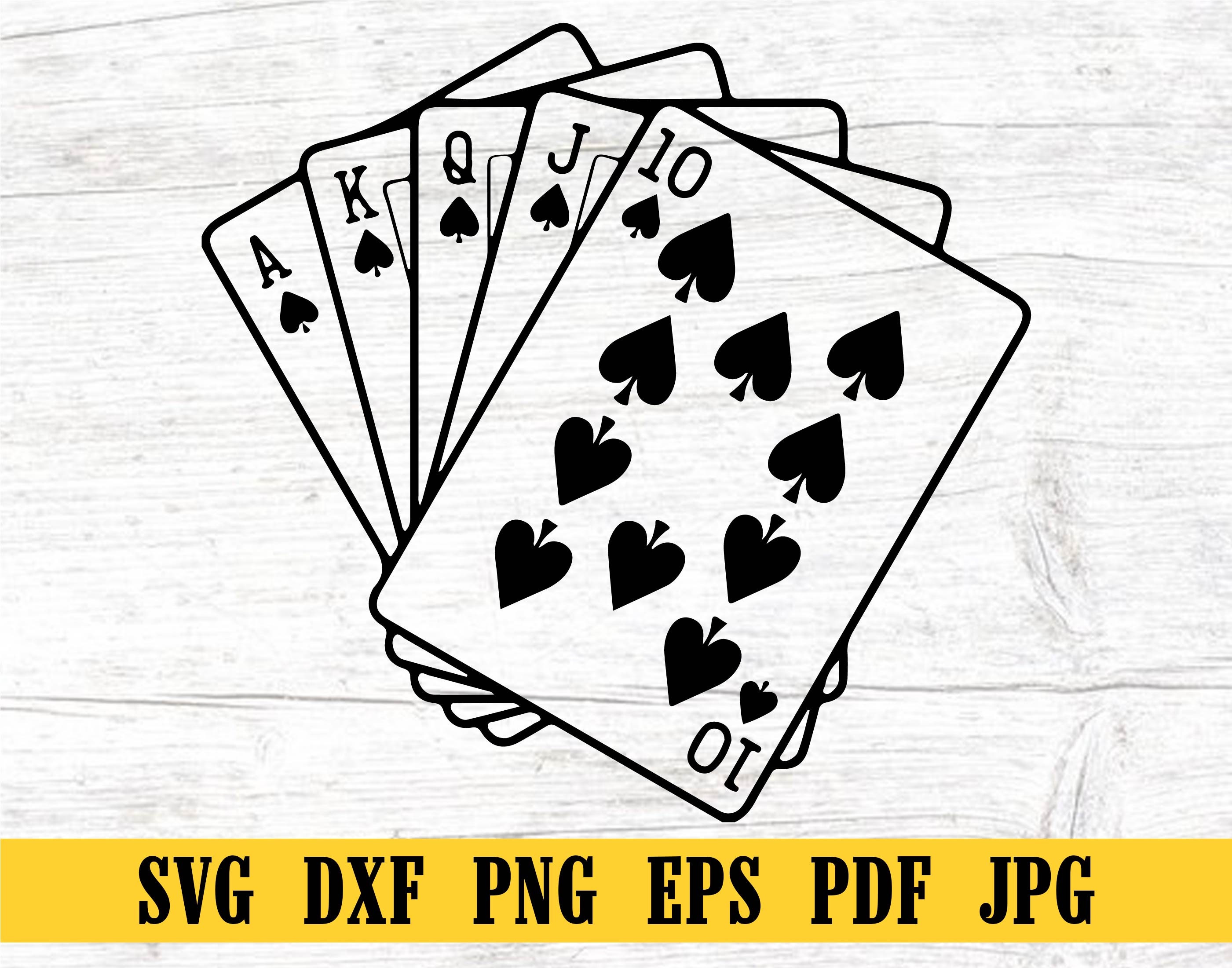 Royal Flush SVG, Poker Cards SVG, Poker SVG, Royal Flush Dxf, Royal ...