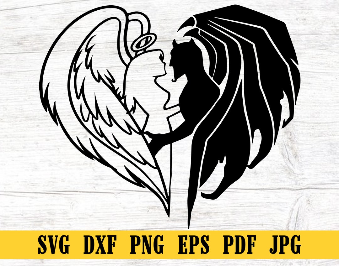 Angel and Devil SVG, Svg Png Dxf Eps Jpg Instant Download for Print Cut ...