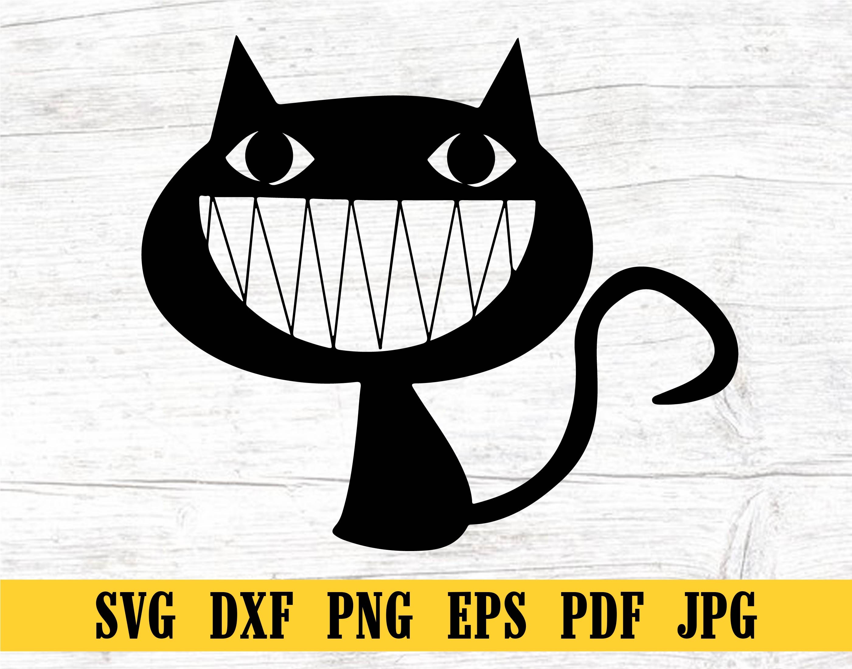 Huge Smile Cat Face, Cute Cat SVG, Cat SVG, Black Cat Clipart, Kitty ...