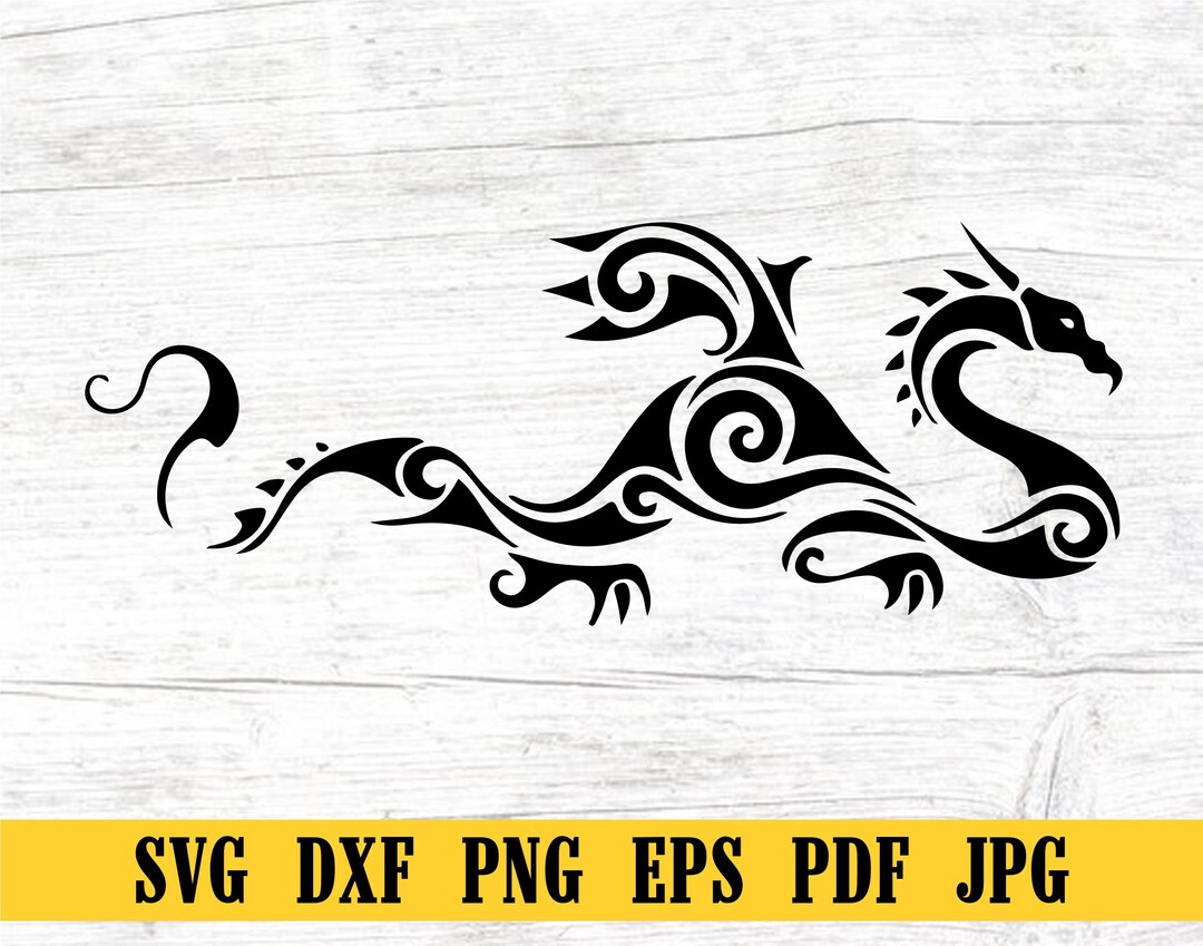 Tribal Dragon SVG, Dragon Tattoo Svg, Dragon PNG, Dragon Clipart ...