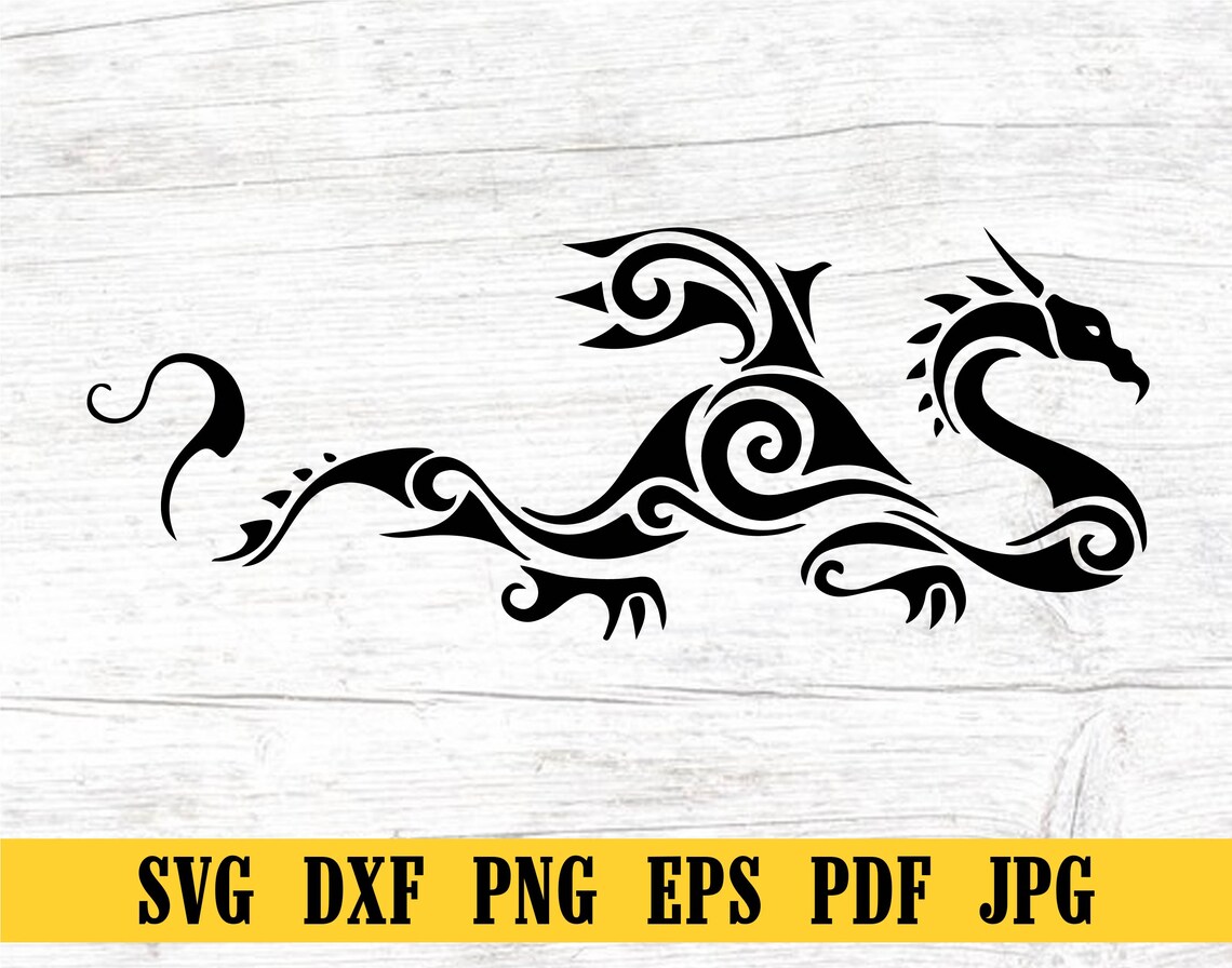 Tribal Dragon SVG, Dragon Tattoo Svg, Dragon PNG, Dragon Clipart ...