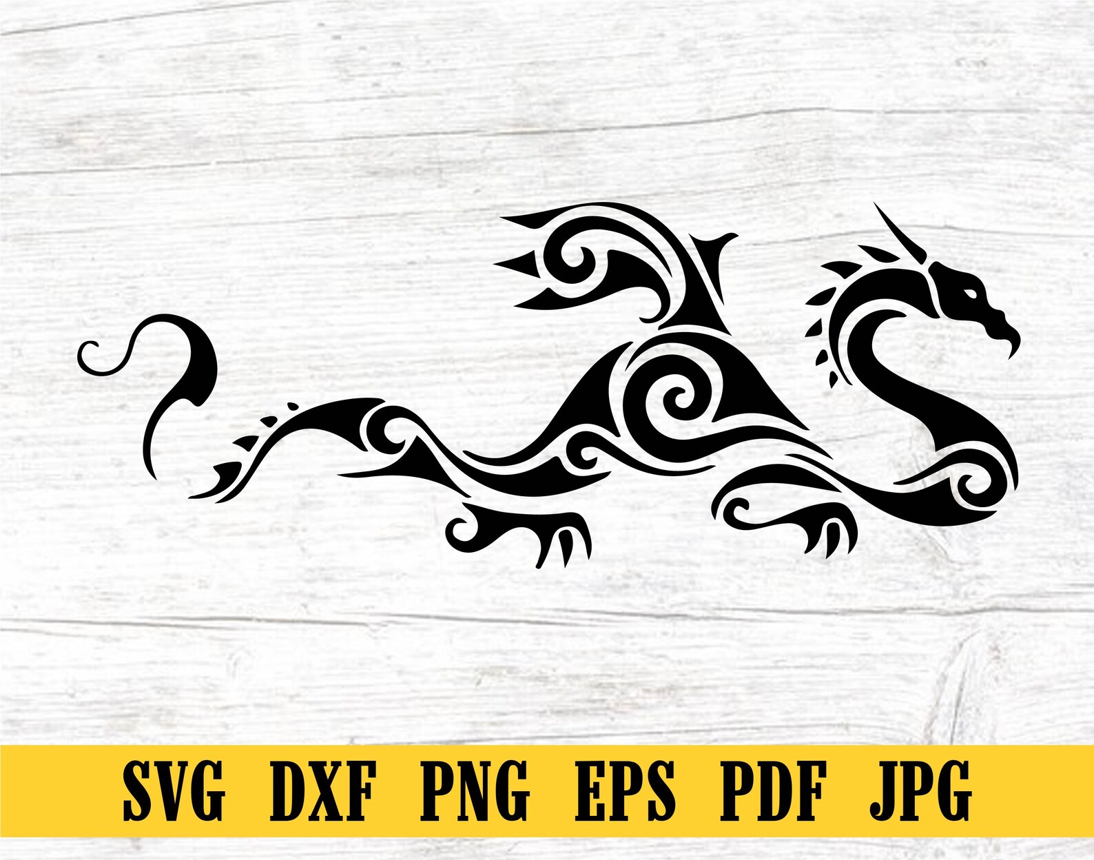 Tribal Dragon SVG, Dragon Tattoo Svg, Dragon PNG, Dragon Clipart ...