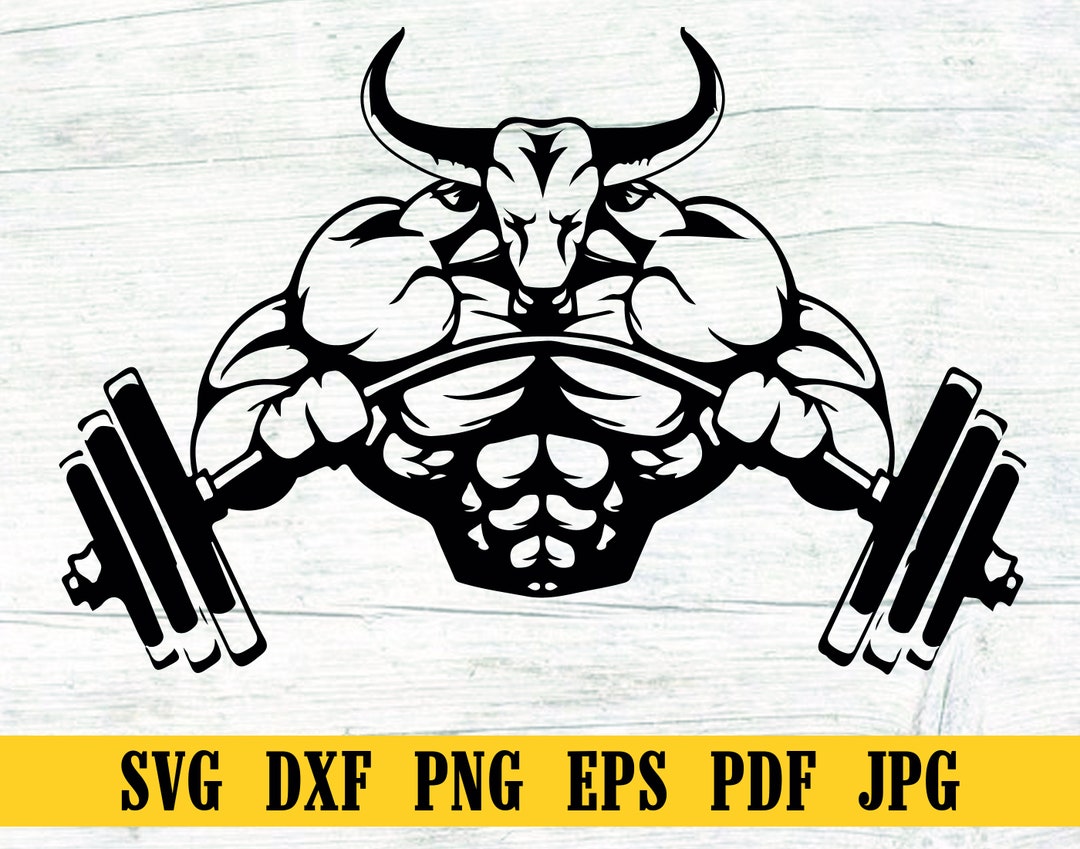 Bull Body Builder Svg , Weight Lifter Clipart , Muscle Man ,cut File ...