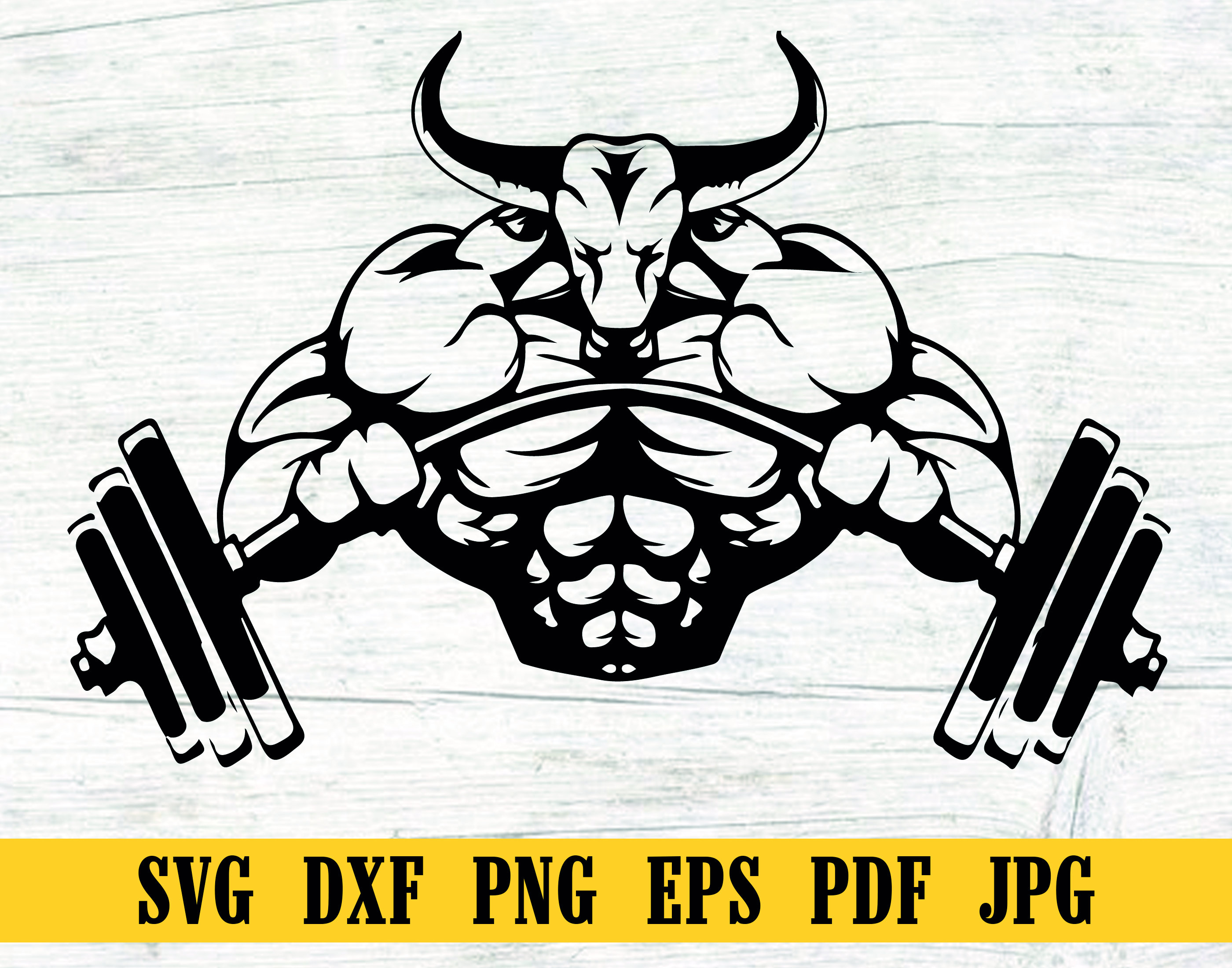 Bull Body Builder Svg , Weight Lifter Clipart , Muscle Man ,cut File ...