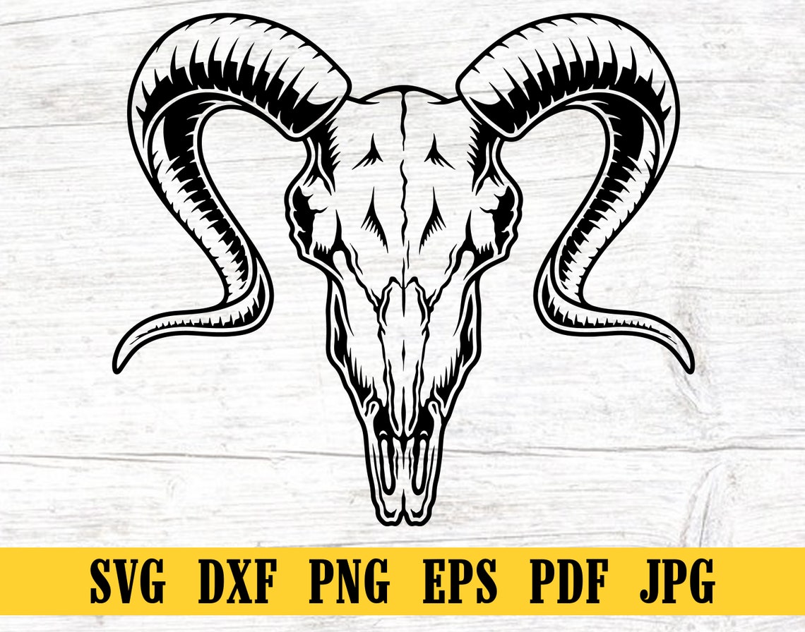 Ram Skull SVG File, Ram Skull Cut File, Animal Skull Svg File, Animal ...