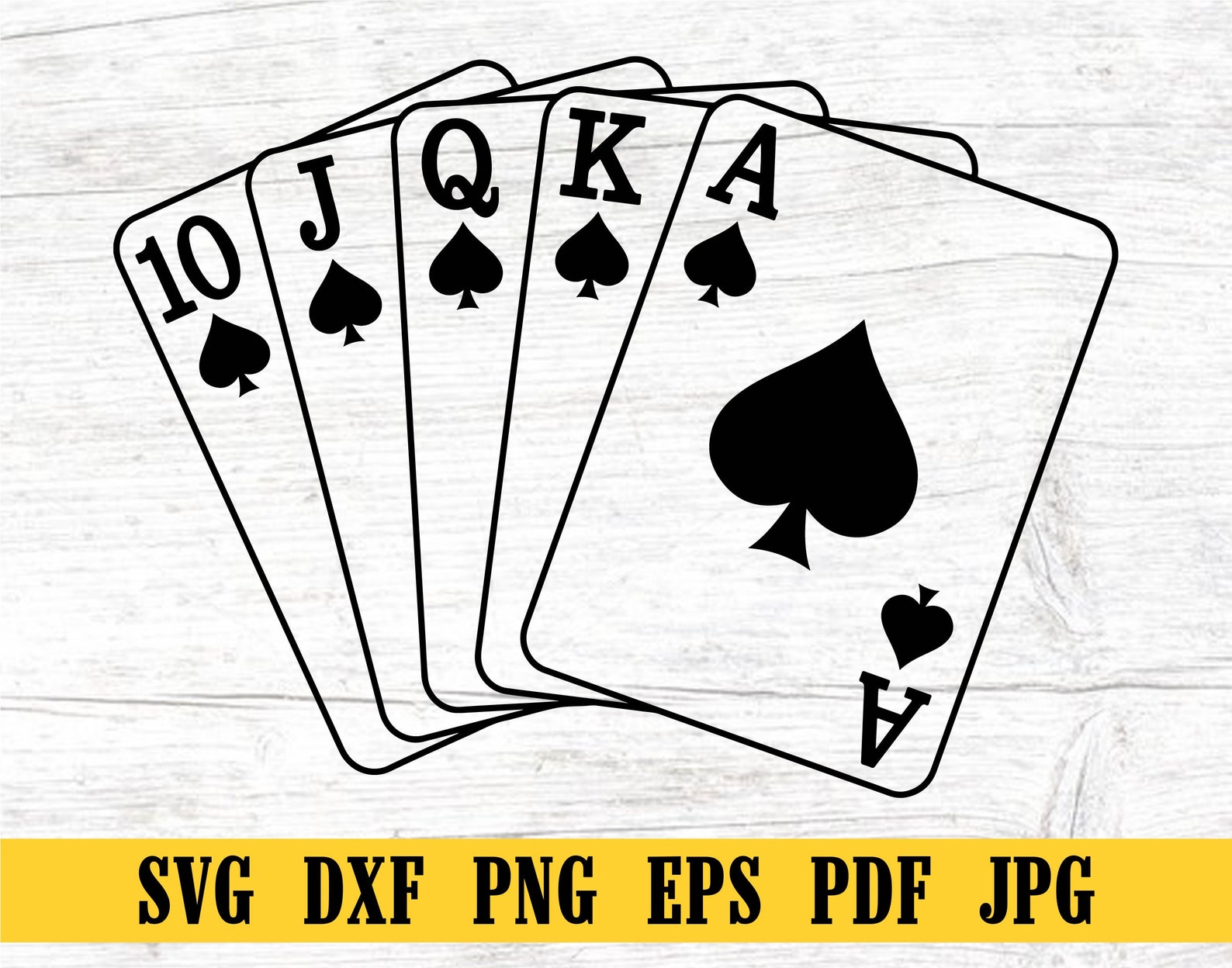 Royal Flush SVG, Poker Cards SVG, Poker SVG, Royal Flush Dxf, Royal ...