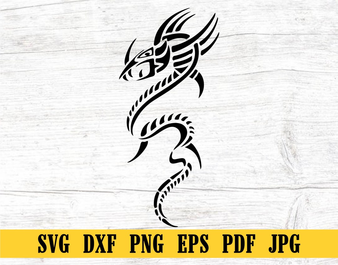 Tribal Dragon SVG, Dragon Tattoo Svg, Dragon PNG, Dragon Clipart ...