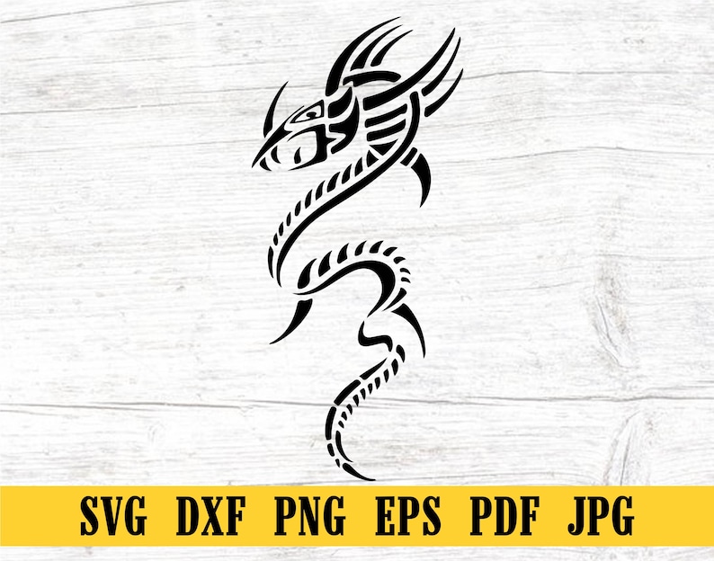 Tribal Dragon SVG, Dragon Tattoo Svg, Dragon PNG, Dragon Clipart ...