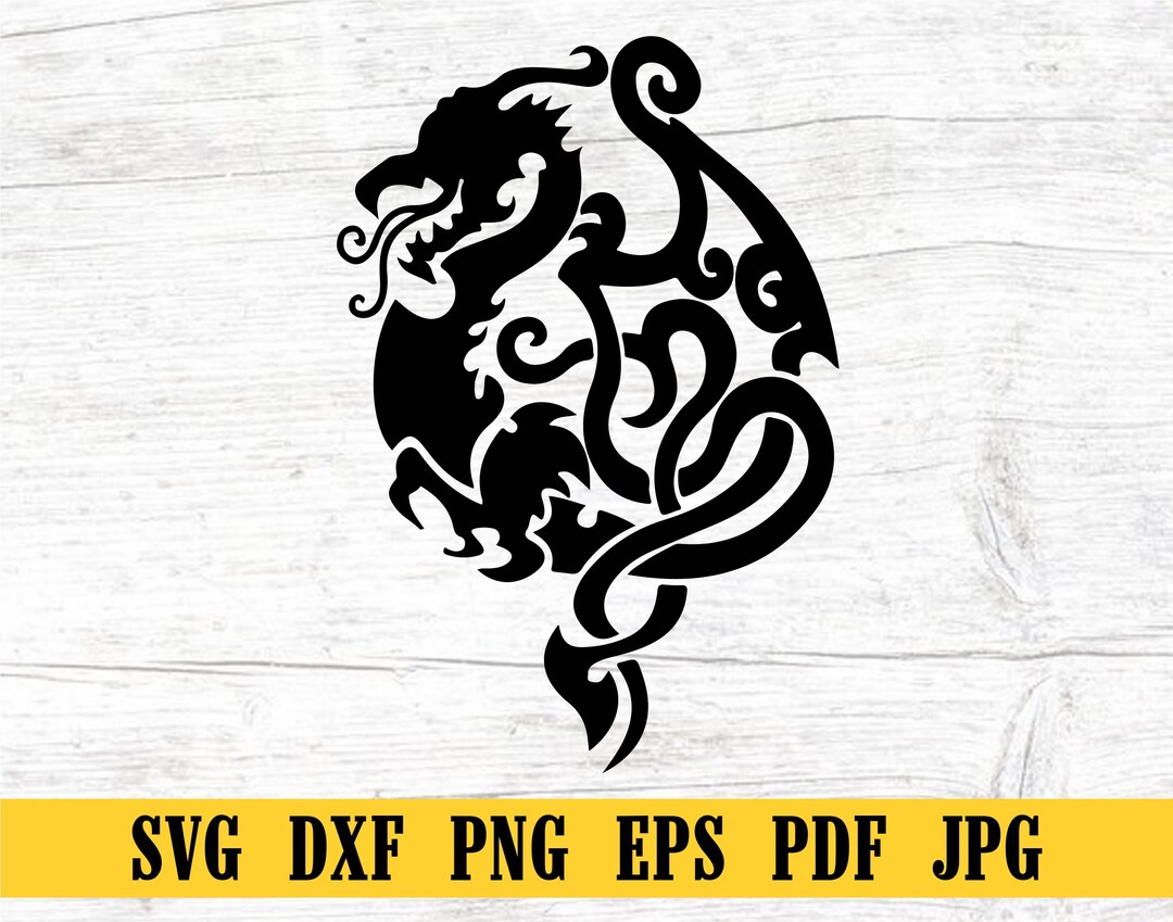 Tribal Dragon SVG, Dragon Tattoo Svg, Dragon PNG, Dragon Clipart ...