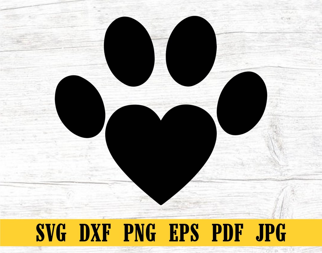 Heart Paw Print Svg, Dog Paw Print Outline, Pet Lover, Open Heart Svg ...