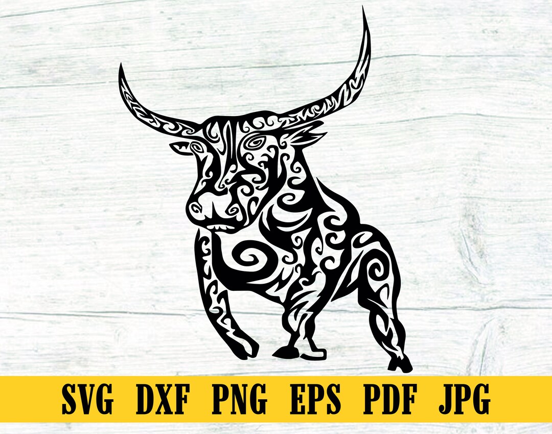Tribal Bull Svg, Animal SVG, Bull Head SVG, Bull Slihouette, Bull Clip ...