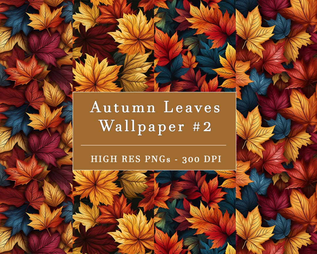 Set of 5 Autumn Leaves Wallpaper Digital Art Digital - Etsy