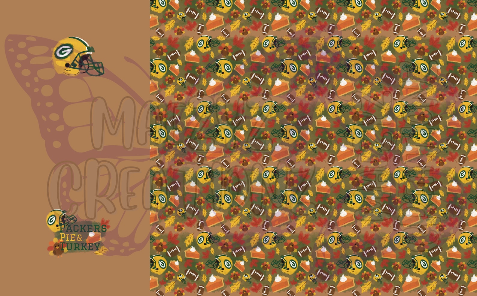 Thanksgiving Football Packer Seamless Files and Pngs - Etsy