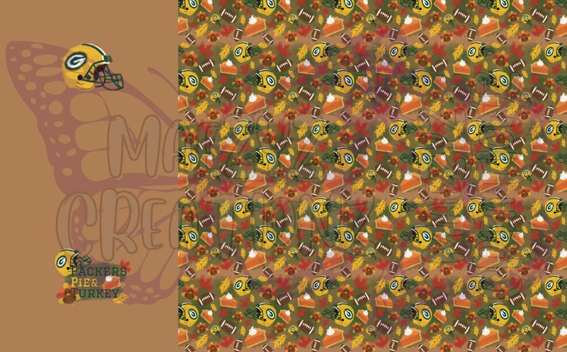Thanksgiving Football Packer Seamless Files and Pngs - Etsy