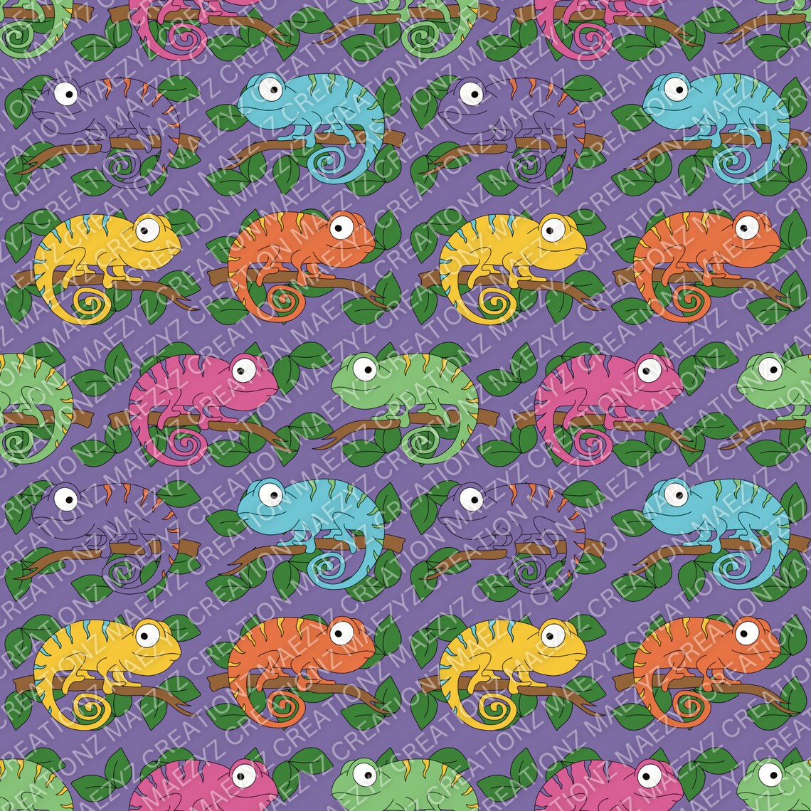 Chameleon Rainbow Seamless Pattern Purple Colorway - Etsy