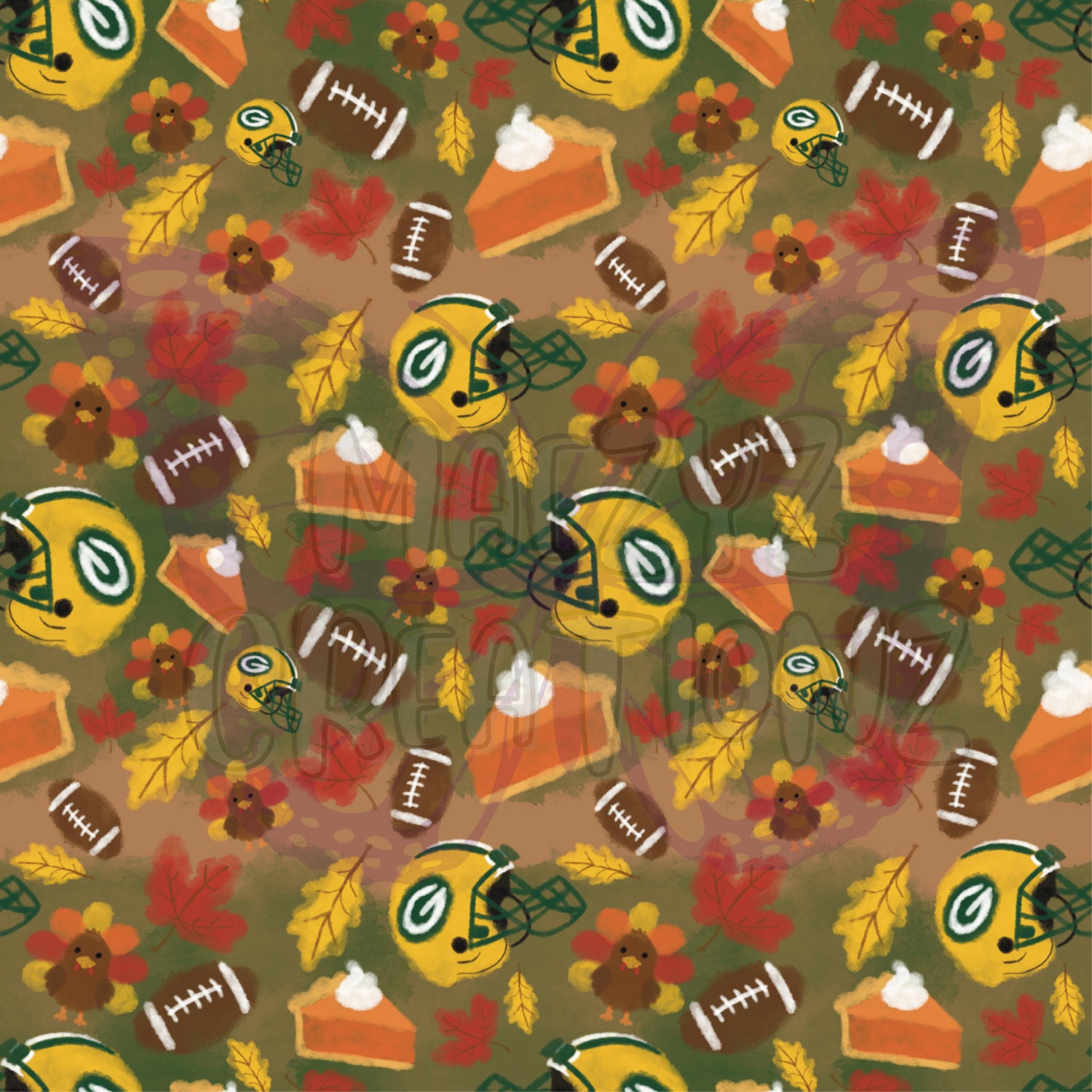 Thanksgiving Football Packer Seamless Files and Pngs - Etsy