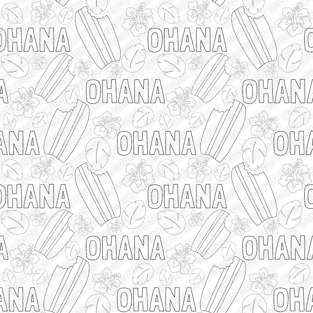 Ohana Coloring Page Seamless File - Etsy