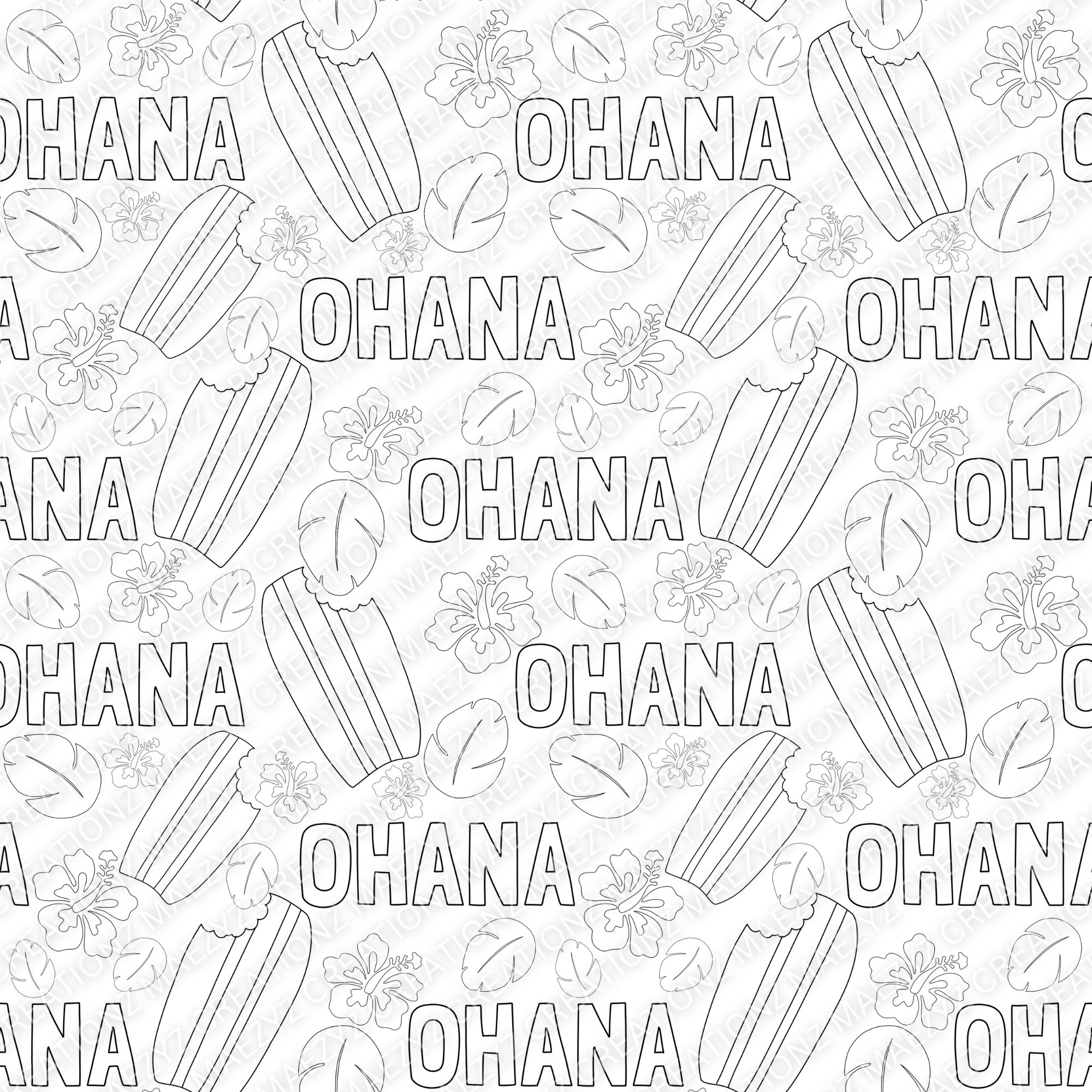 Ohana Coloring Page Seamless File - Etsy