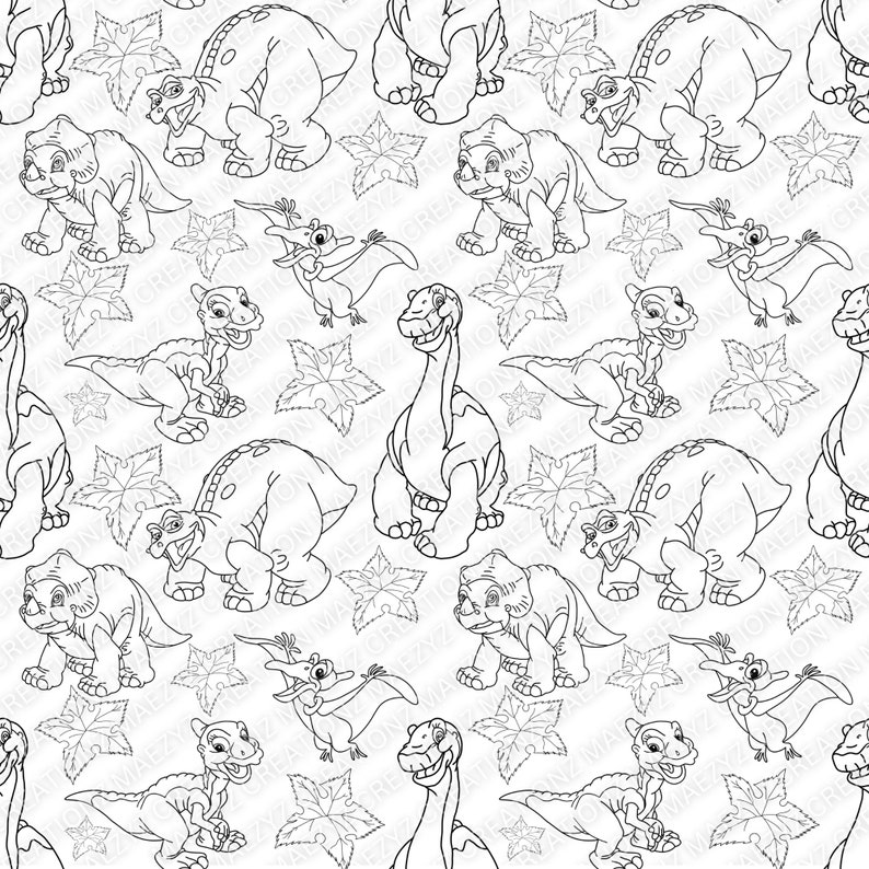 Dinosaur Coloring Page Seamless File - Etsy