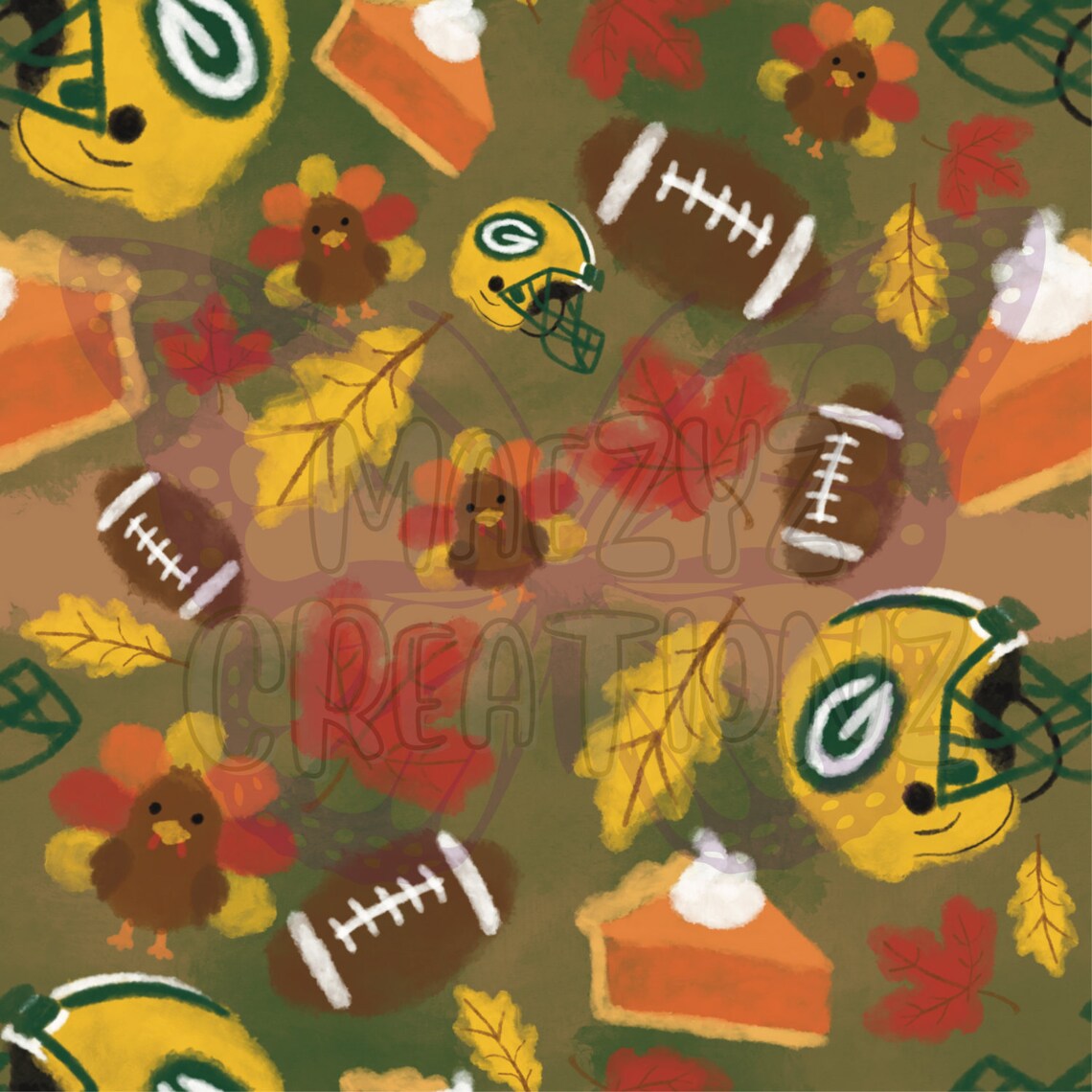Thanksgiving Football Packer Seamless Files and Pngs - Etsy