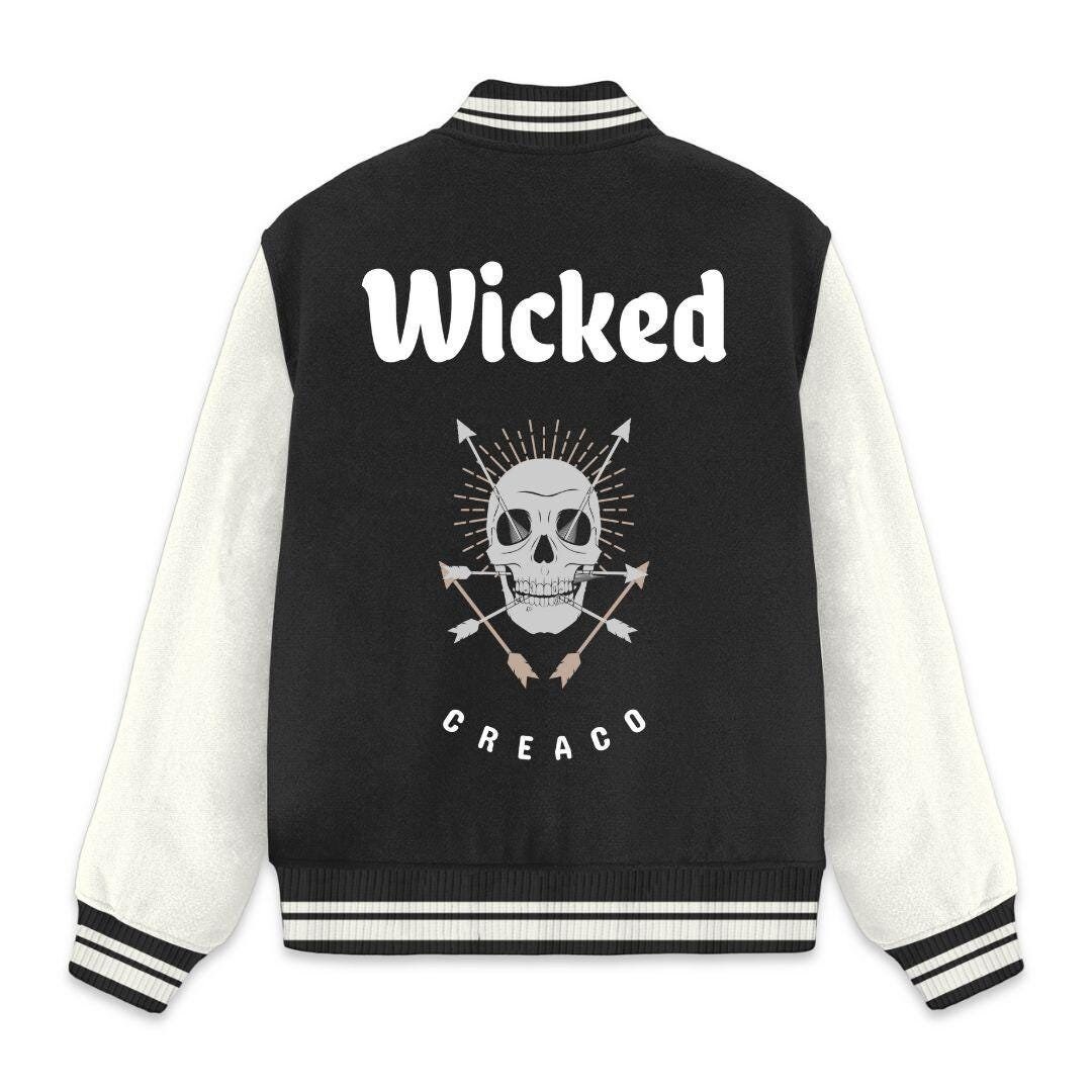 Wicked Attitude: Black Varsity Jacket for Men CREACO - Etsy