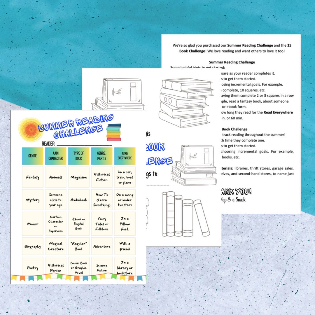 Summer Reading Challenges Printable for Kids or Teens - Etsy