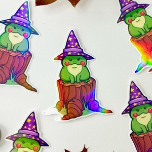 Wizard Frog - Rainbow Holographic Vinyl Sticker - Etsy