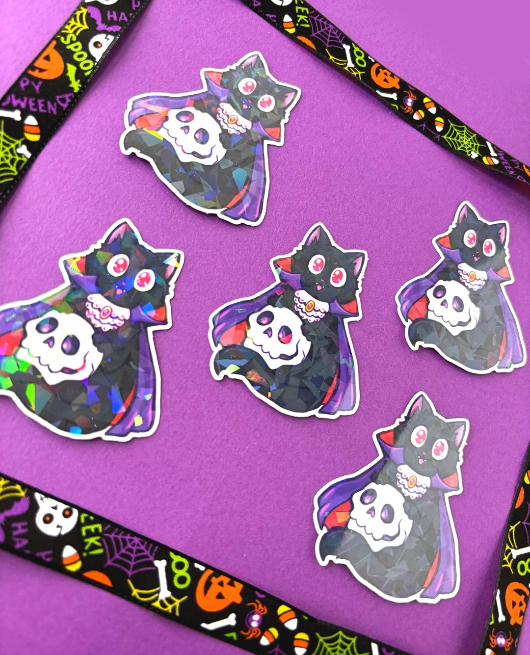 Vampire Kitty - Rainbow Holographic Vinyl Sticker - Etsy