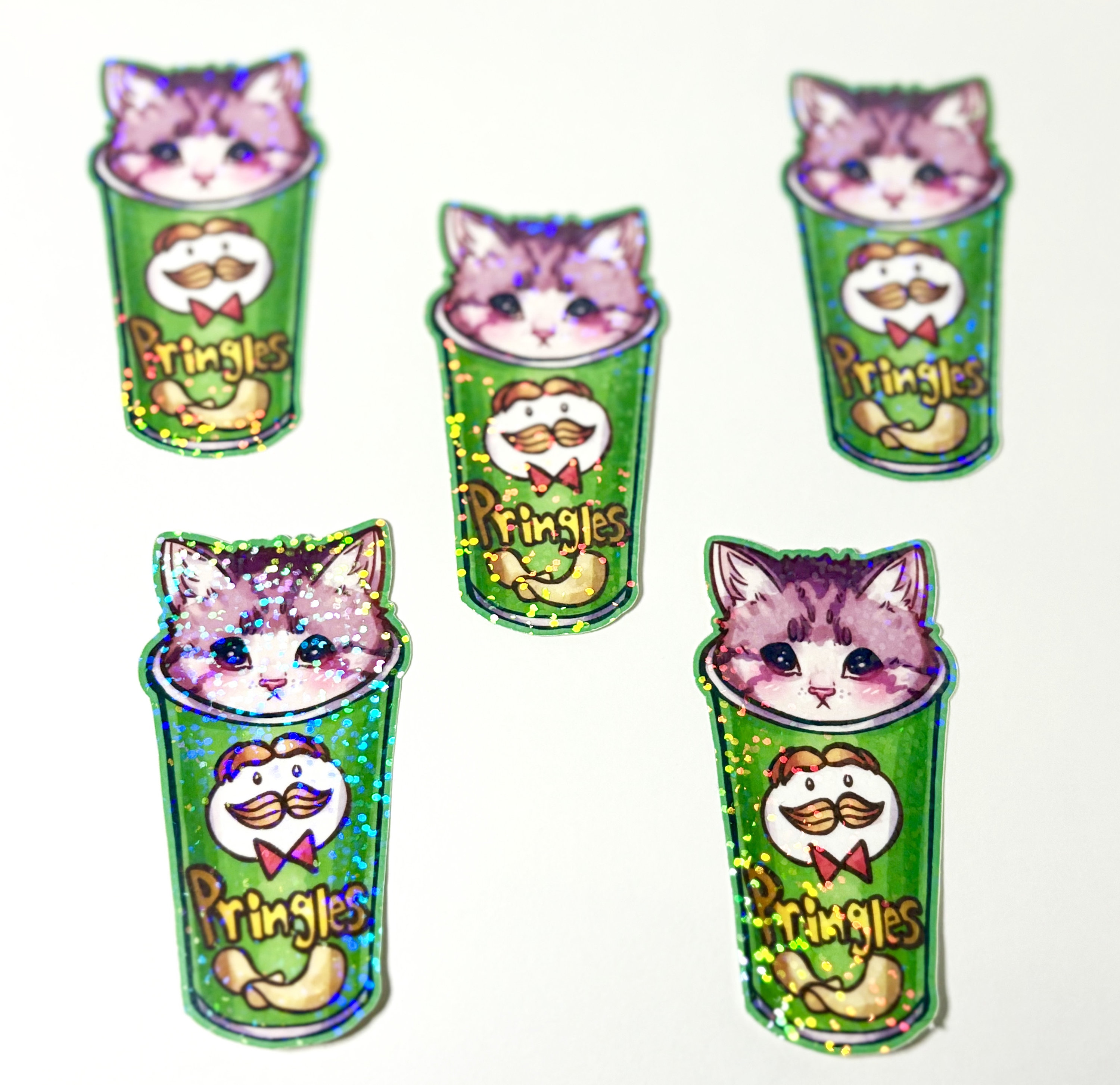 Funny Cat in Pringle Can Rainbow Holographic Vinyl Sticker - Etsy