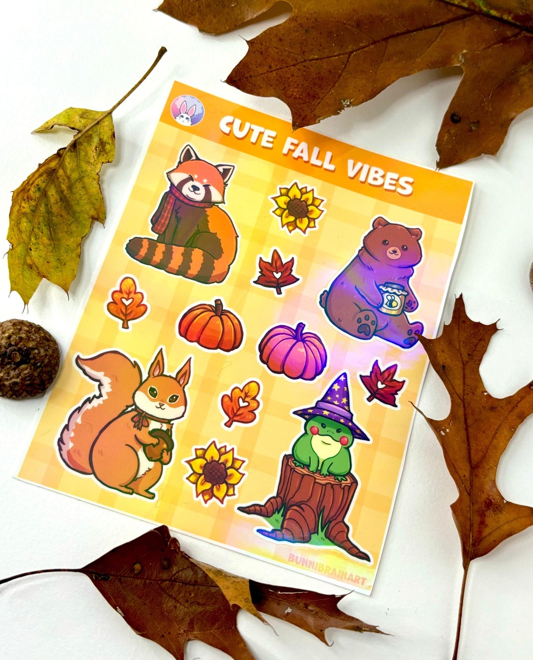 Fall Animals Holographic Sticker Sheet – Waterproof Vinyl Decals - Etsy
