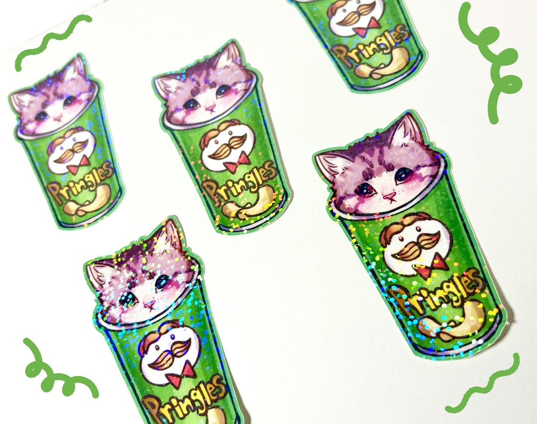 Funny Cat in Pringle Can - Rainbow Holographic Vinyl Sticker - Etsy