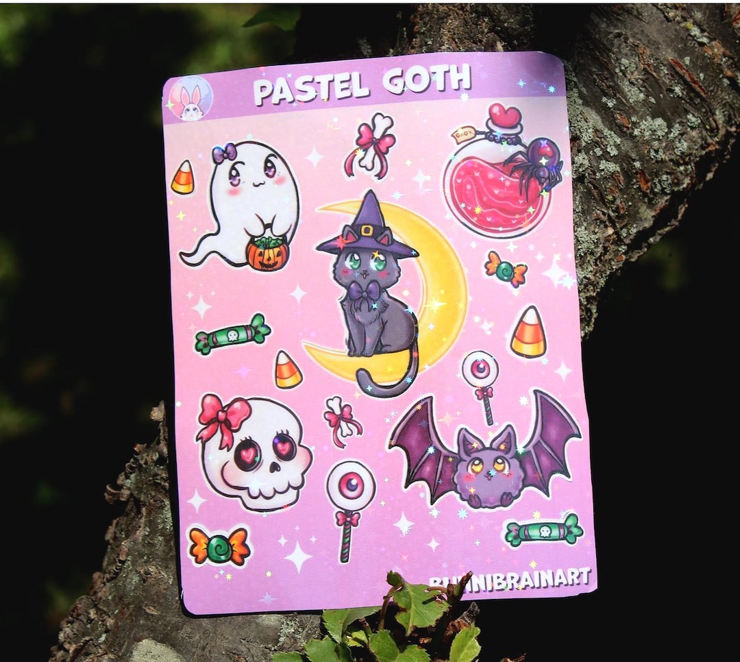 Pastel Goth Sticker Sheet - Holographic Vinyl Sticker Sheet - Etsy