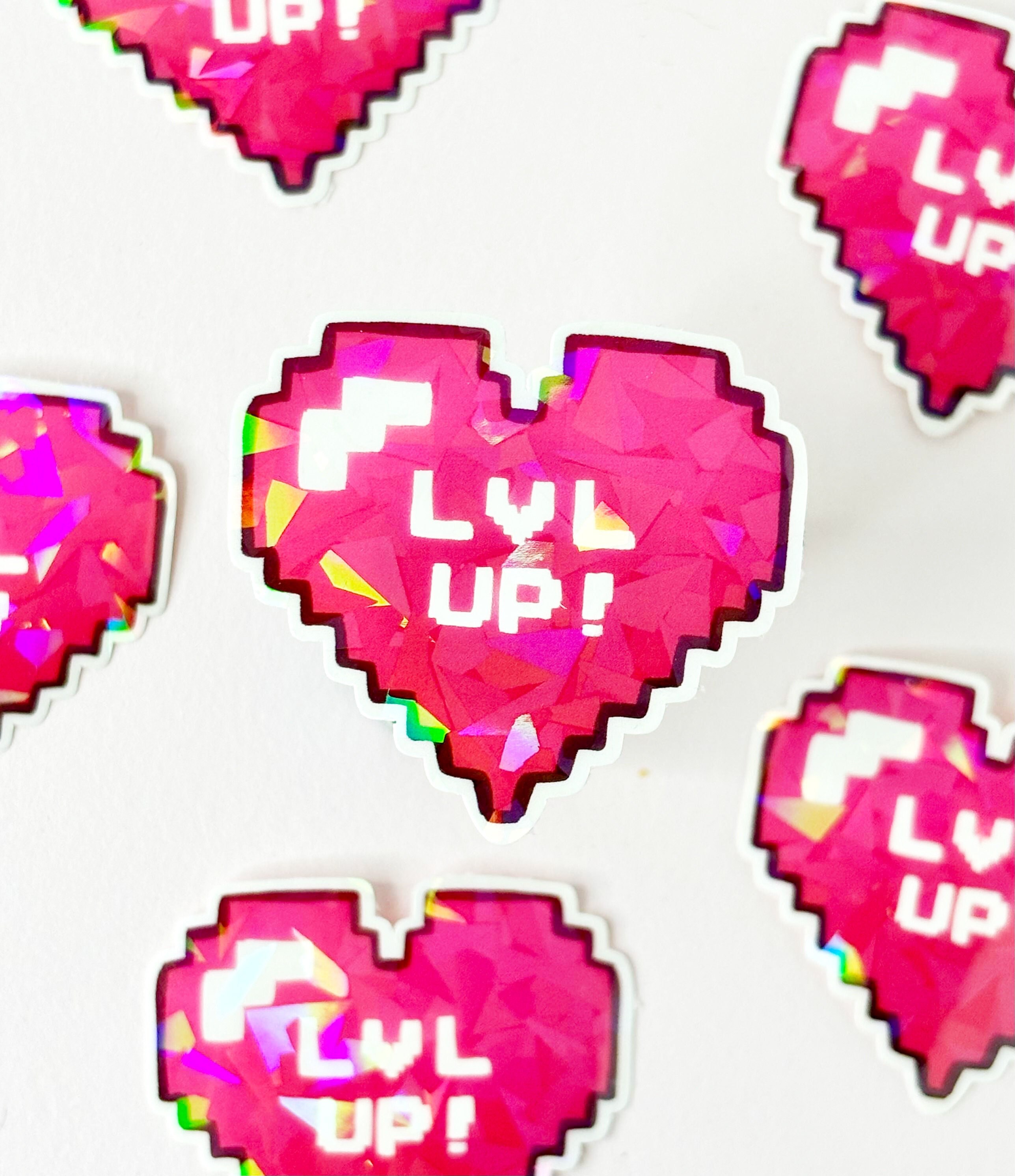 LVL UP Gamer Heart Rainbow Holographic Vinyl Sticker - Etsy