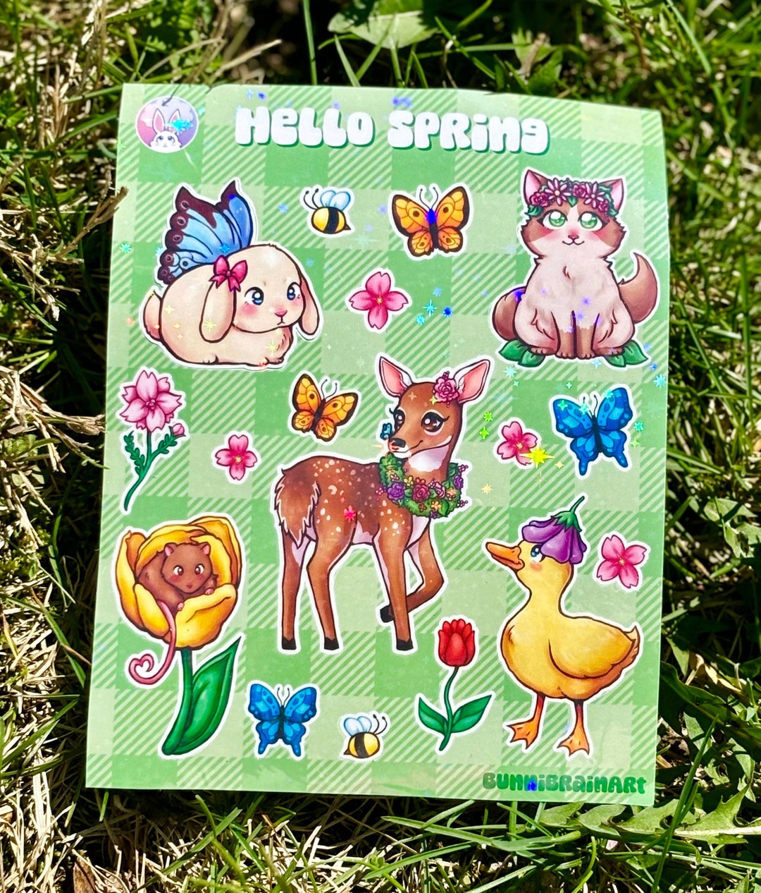 Hello Spring Rainbow Holographic Vinyl Sticker Sheet - Etsy