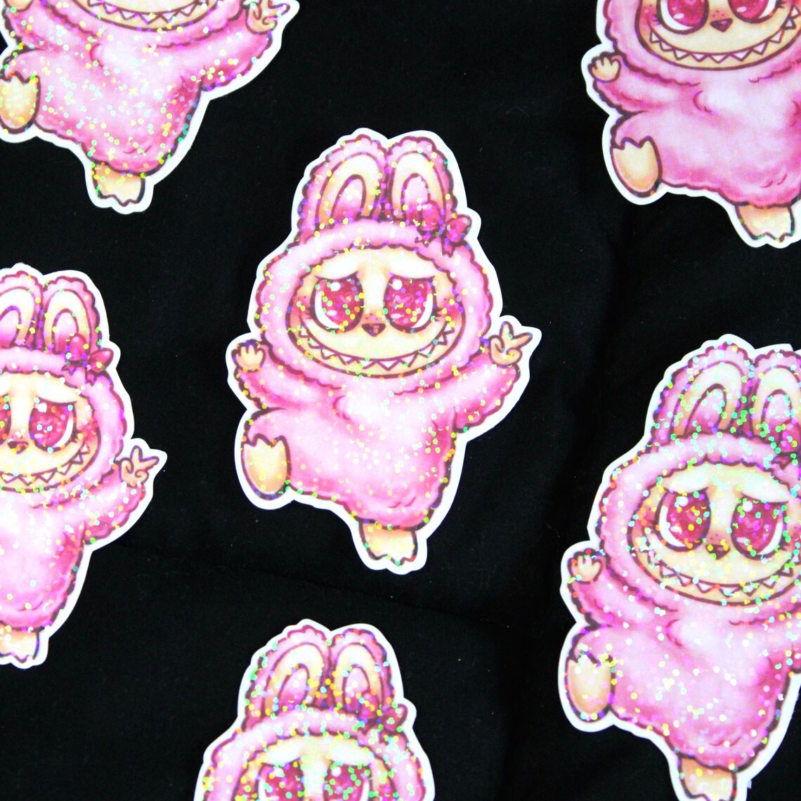 Pink Labubu - Rainbow Holographic Vinyl Sticker - Etsy